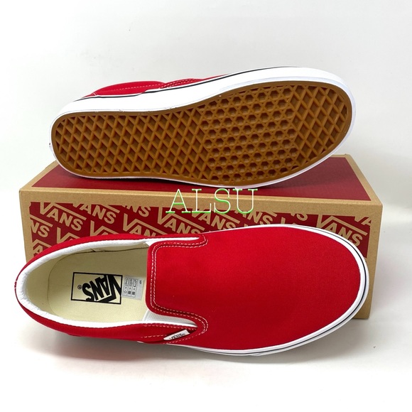 Vans | Shoes | Vans Classic Slip On Racing Red Canvas Mens | Poshmark